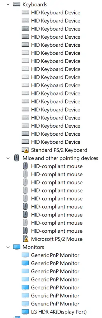 为什么在设备管理器中会有四个不同的HID键盘设备？ windows-10 keyboard device-manager - Dev59