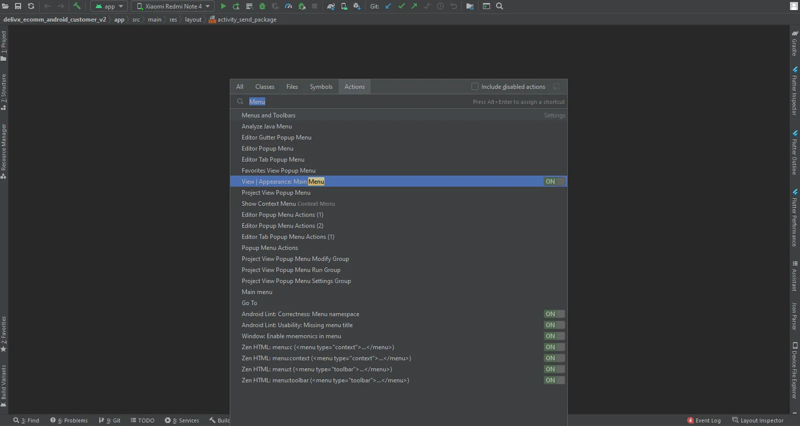 Android Studio中的工具栏（顶部）消失了？ android-studio - Dev59