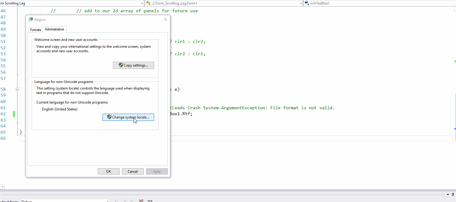 Winforms中使用Windows全局beta UTF-8支持功能时，调整RTF存在错误 c# richtextbox - Dev59