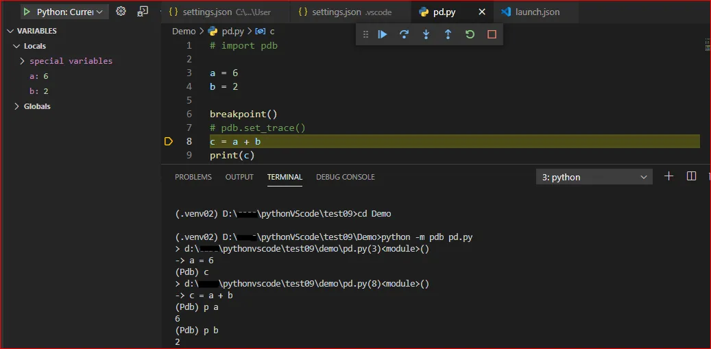 如何在Visual Studio Code IDE的调试器中使用pdb（Python调试器）？ visual-studio-code vscode-debugger - Dev59