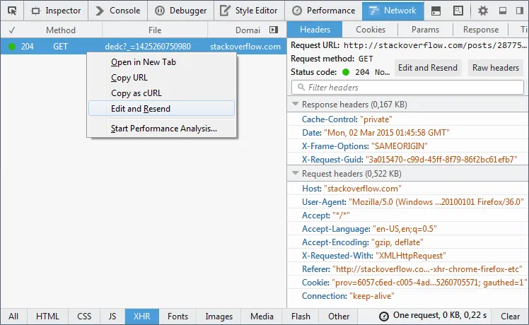 编辑并重新发送XHR （在Chrome、Firefox等浏览器中）？ google-chrome browser xmlhttprequest - Dev59
