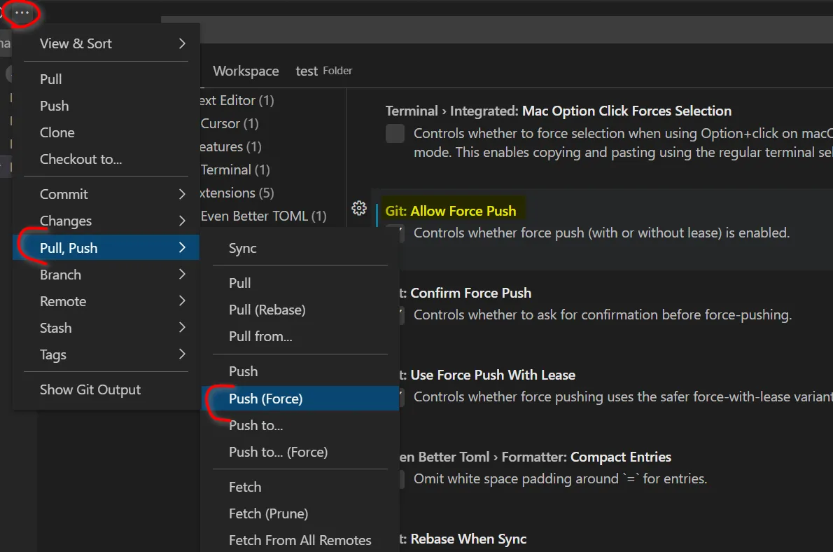 在VS Code中是否可以使用git push --force命令强制推送？ visual-studio-code - Dev59
