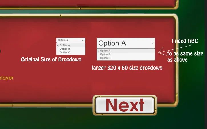 在Unity中更改下拉列表的大小 user-interface unity-game-engine dropdown - Dev59