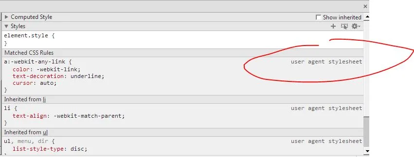 Chrome: 如何关闭用户代理样式表设置？ css google-chrome - Dev59