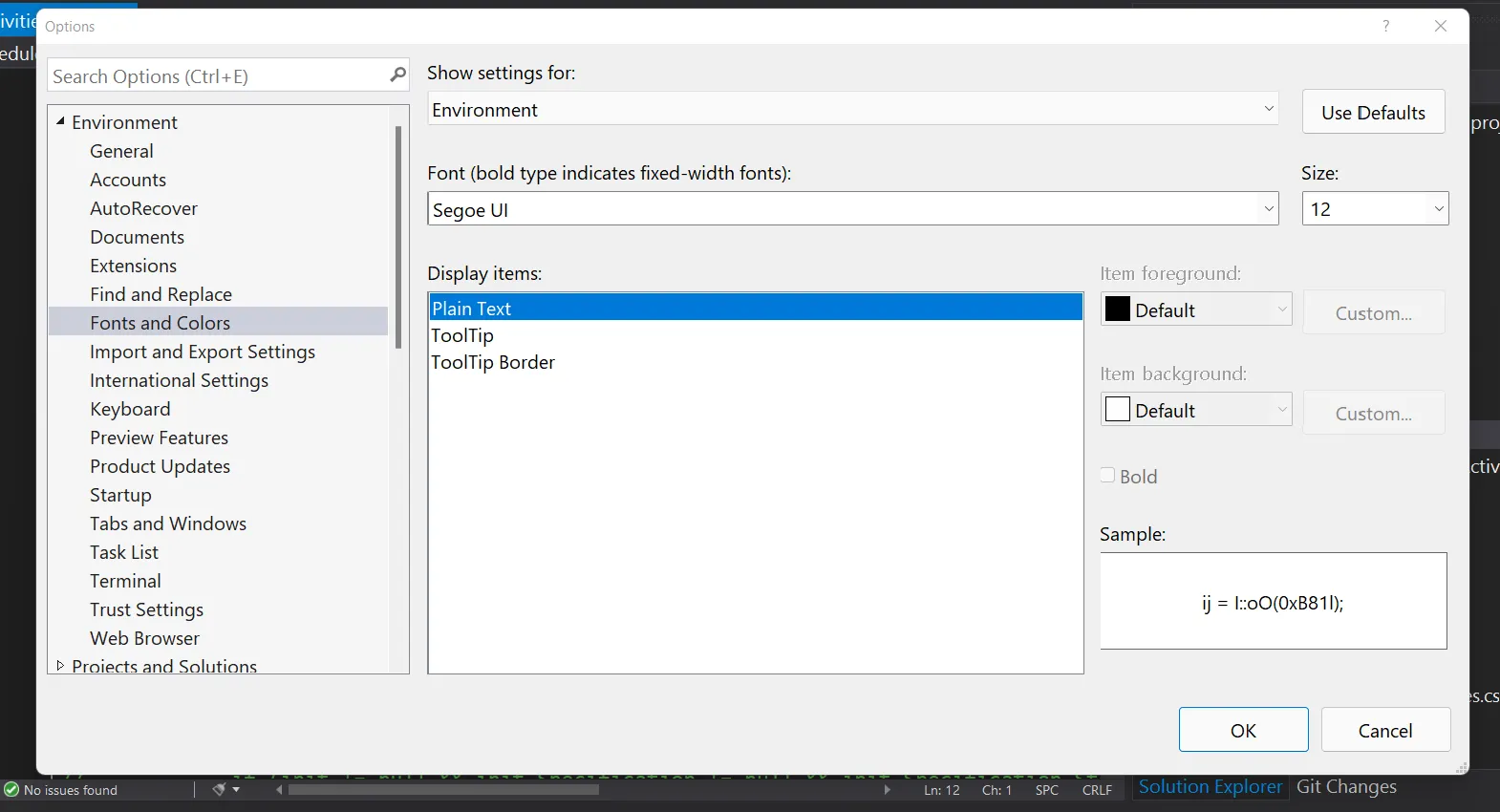 如何更改Visual Studio中“解决方案资源管理器”的字体大小？ visual-studio customization ...