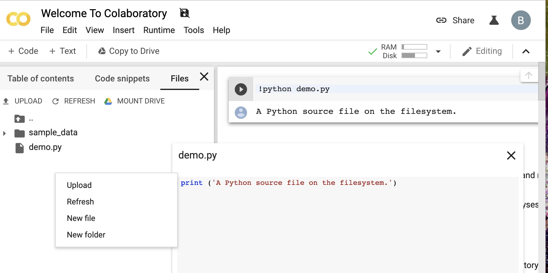 如何在Google Colab中编辑和保存文本文件（.py）？ python jupyter-notebook google-colaboratory - Dev59