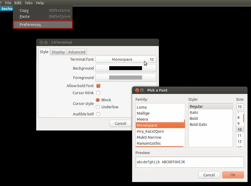 如何更改各种终端仿真器的字体？ command-line fonts customization - Dev59