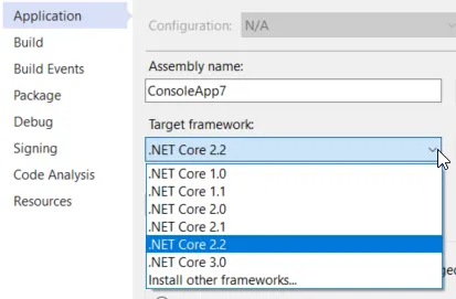 指定的框架 'Microsoft.NETCore.App'，版本 '2.2.0' 未找到。 visual-studio .net-core - Dev59