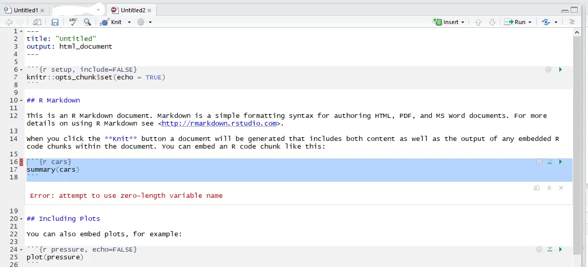 RMarkdown错误：“尝试使用长度为零的变量名称” r-markdown - Dev59