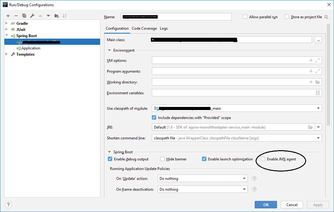 IntelliJ IDEA未显示任何端点选项卡：“无法检索应用程序JMX服务URL”。 java spring-boot intellij-idea - Dev59