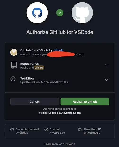 “你必须重新授权OAuth应用程序`GitHub for VSCode`”后如何恢复功能。 visual-studio-code - Dev59