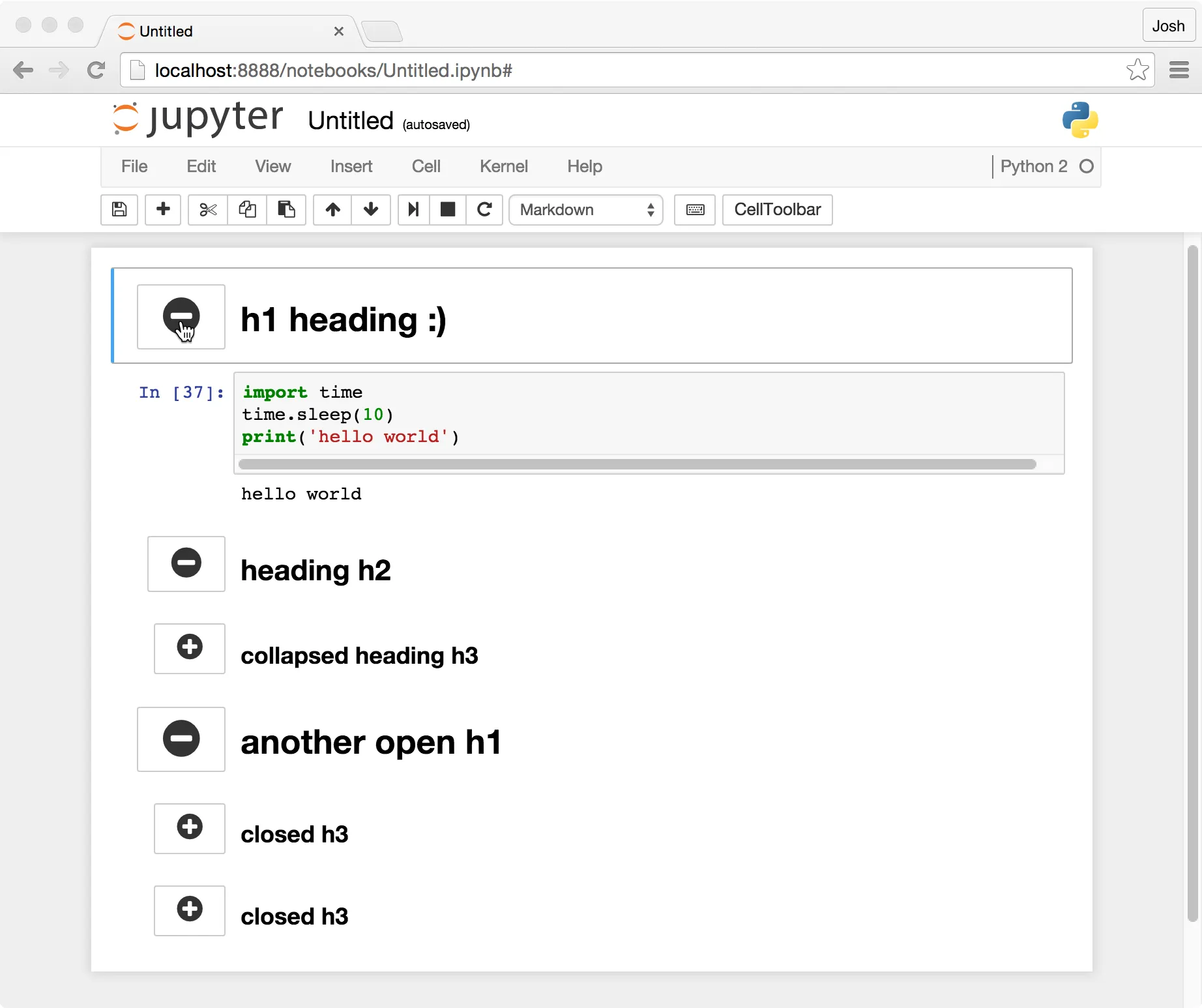 在Jupyter Notebook中折叠单元格 python ipython jupyter-notebook - Dev59