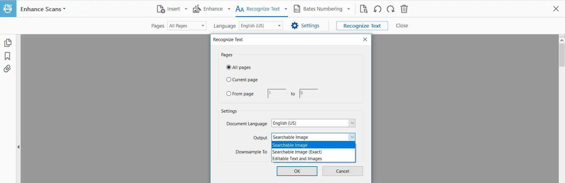 理解 Adobe Acrobat 中的 OCR 选项：「可搜索图像」、「可搜索图像（精确）」和「可编辑的文本和图像」。 adobe-acrobat - Dev59