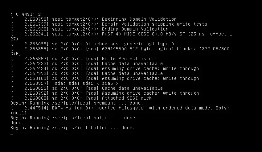 Ubuntu服务器（虚拟机）在“Begin: Running /scripts/init-bottom ... done”之后卡住。 boot - Dev59