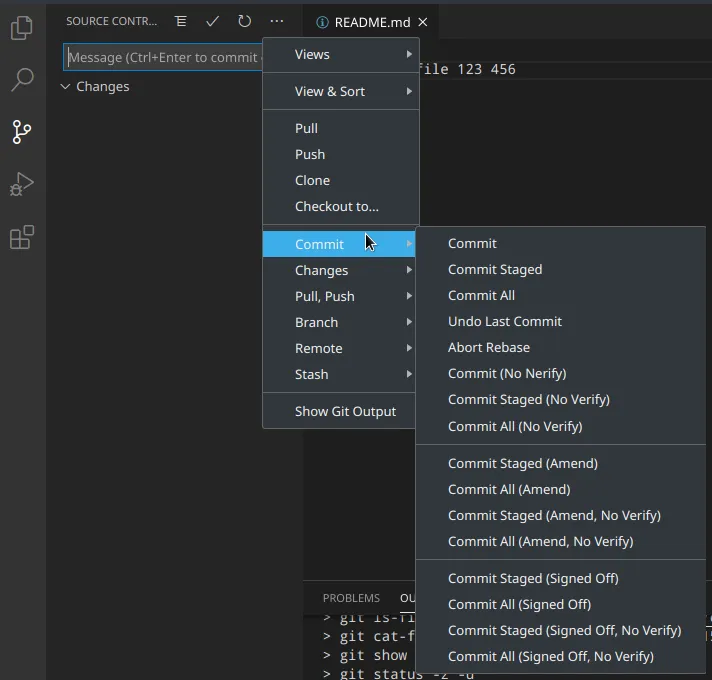如何为版本控制的git commit命令配置选项。 visual-studio-code - Dev59