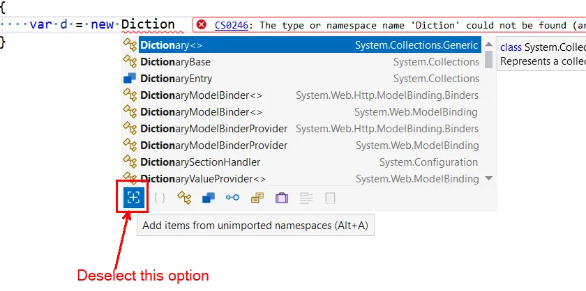 阻止VS自动添加using指令 c# visual-studio namespaces - Dev59