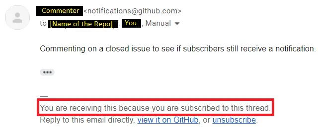 如果在 GitHub 上一个已关闭的 issue 中有人新增评论，那么仓库所有者会收到通知吗？ github-issues - Dev59