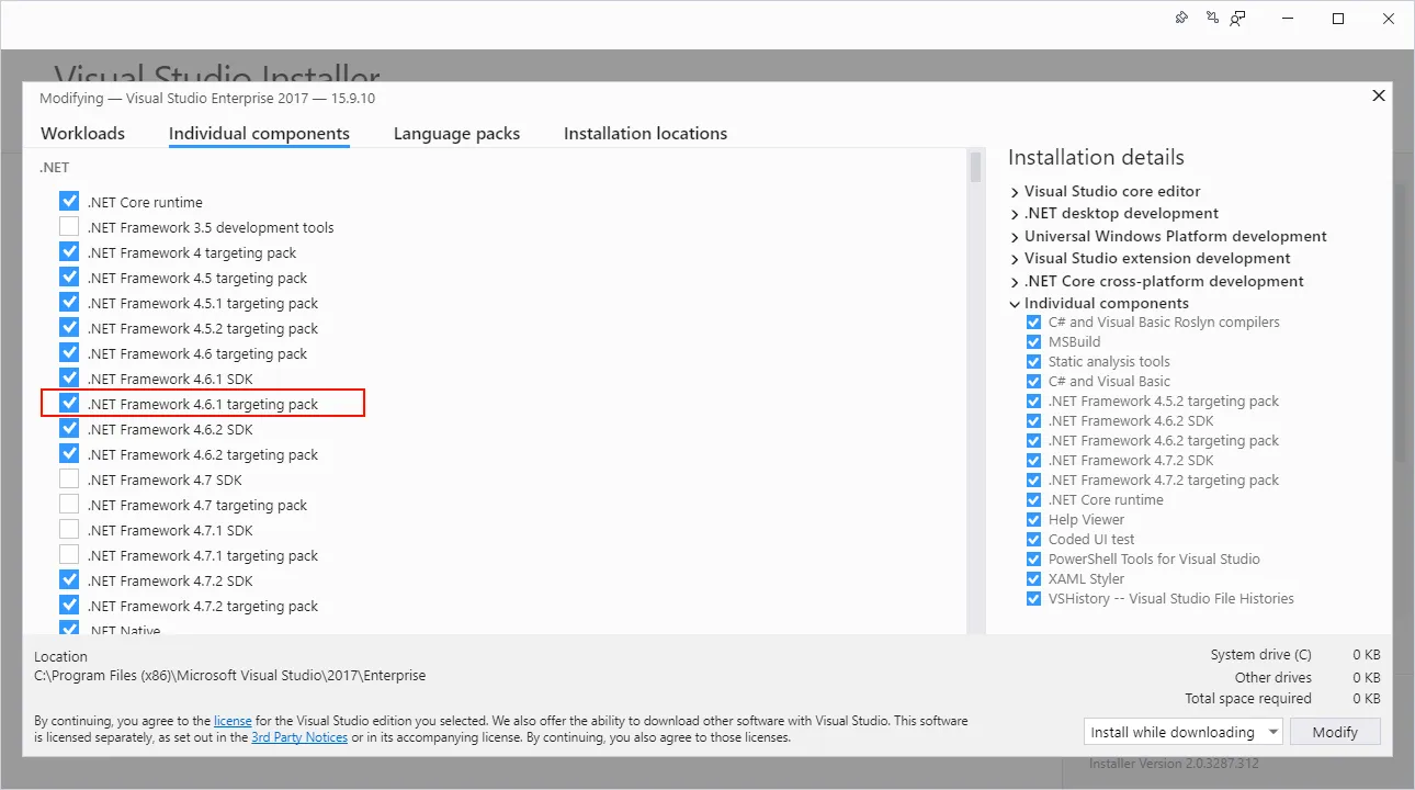 如何修复/解决异常：未找到框架“.NETFramework，版本=v4.6.1”的参考程序集？ visual-studio-2017 .net-framework-version - Dev59