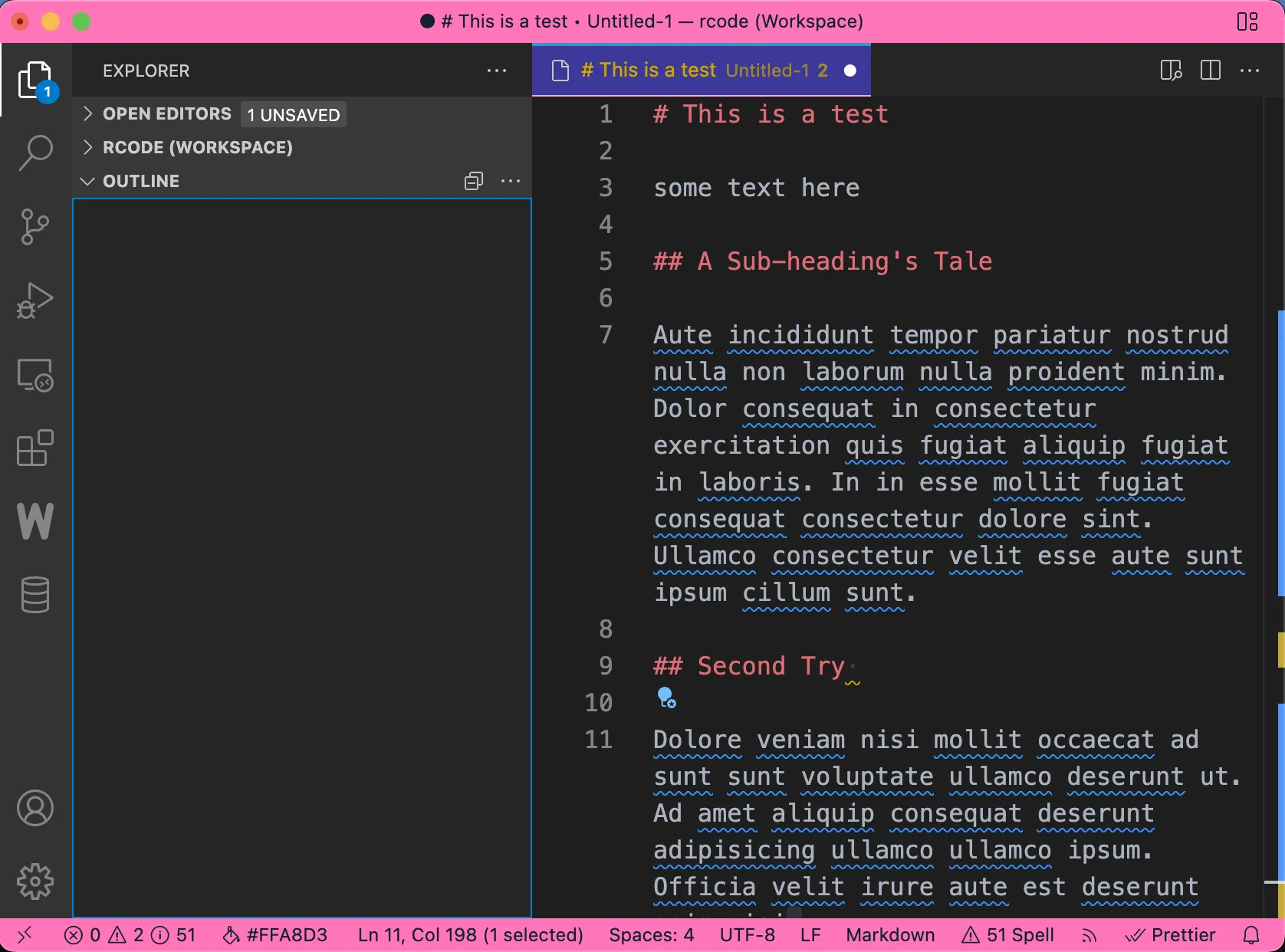 在VS Code中，Markdown标题未出现在大纲框中。 visual-studio-code - Dev59