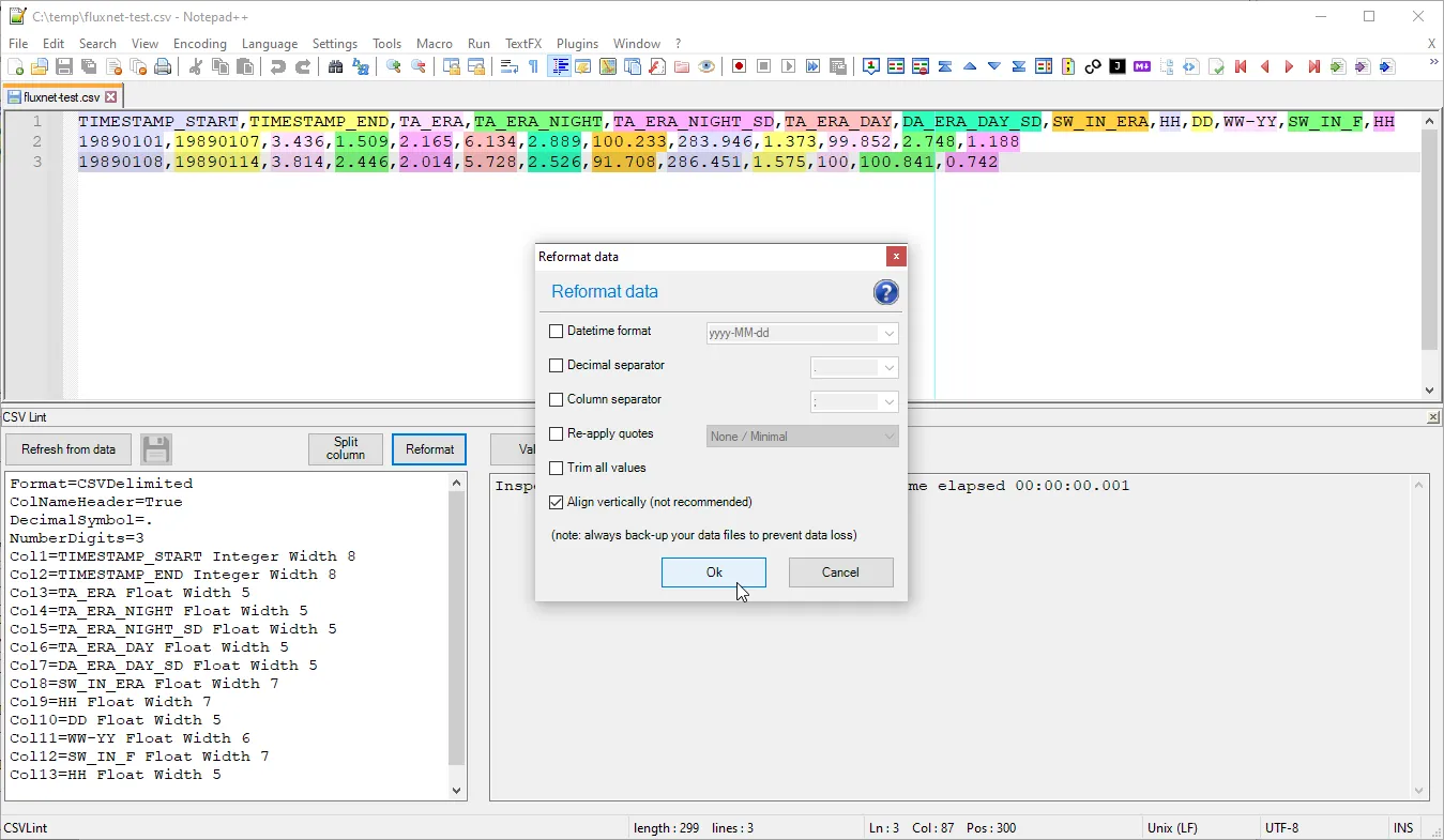 如何在Notepad++中垂直对齐逗号分隔的值？ csv - Dev59