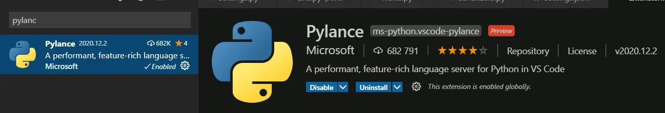 Pylance已启用，但无法工作，settings.json文件提到了pylance。 python-3.x visual-studio-code - Dev59