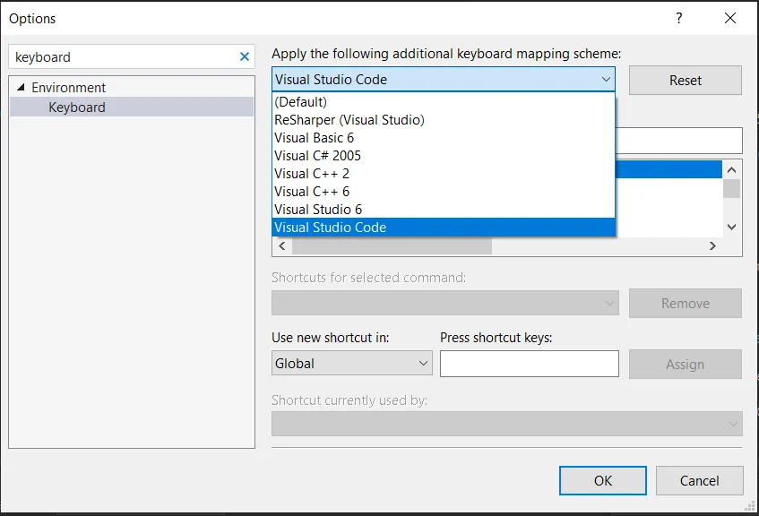 让Visual Studio使用VS Code的快捷键/键绑定 visual-studio visual-studio-code ...