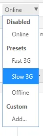 在Chrome开发工具中，网络限速的每个预设选项的速度是多少？ google-chrome-devtools - Dev59