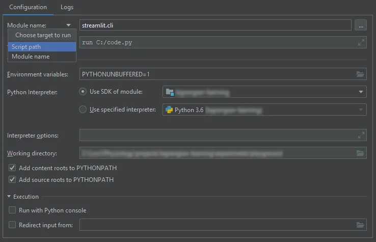 如何在集成开发环境中运行/调试Streamlit应用程序 debugging intellij-idea pycharm ide - Dev59