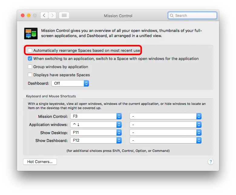 如何防止Mac更改桌面/空间的顺序 macos spaces mission-control - Dev59