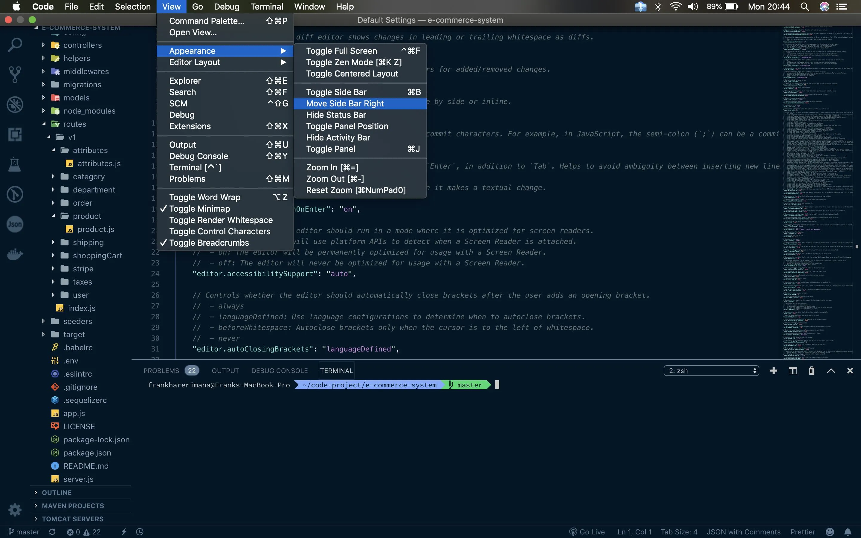 将终端移回底部 visual-studio-code - Dev59